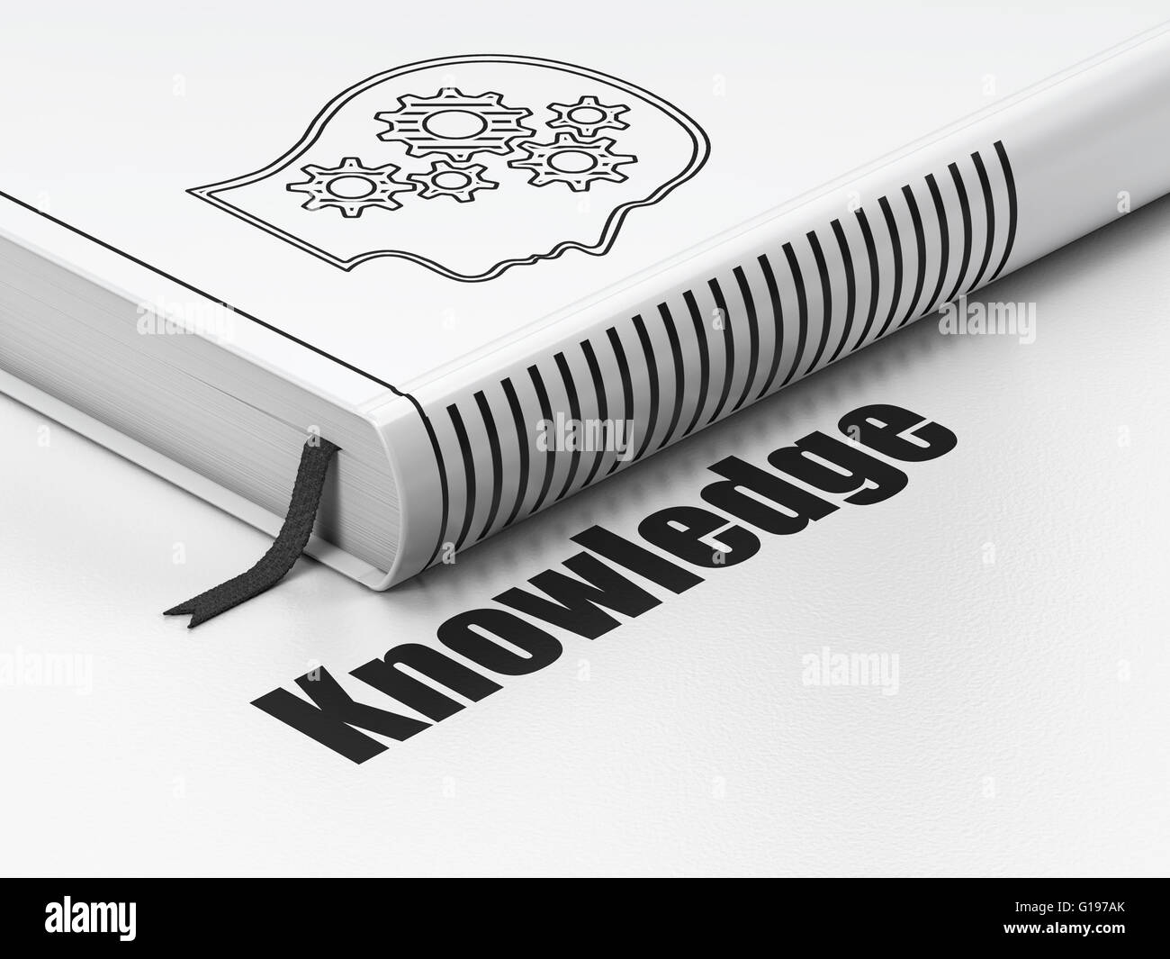 Education concept: book Head With Gears, Knowledge on white background ...