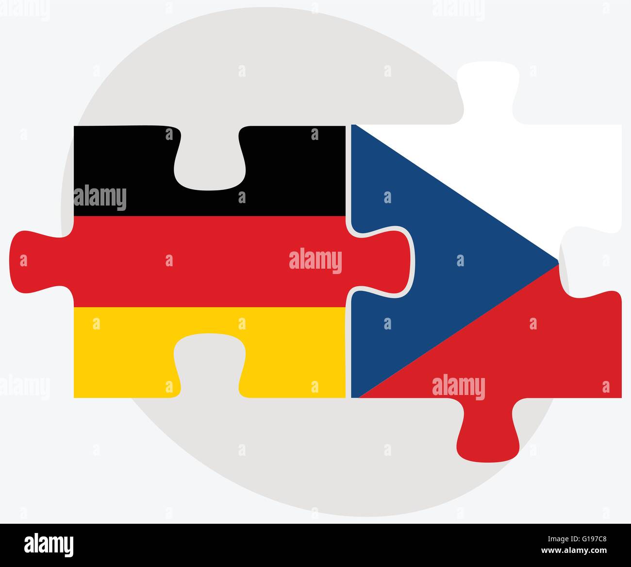 Germany and Czech Republic Flags in puzzle isolated on white background ...