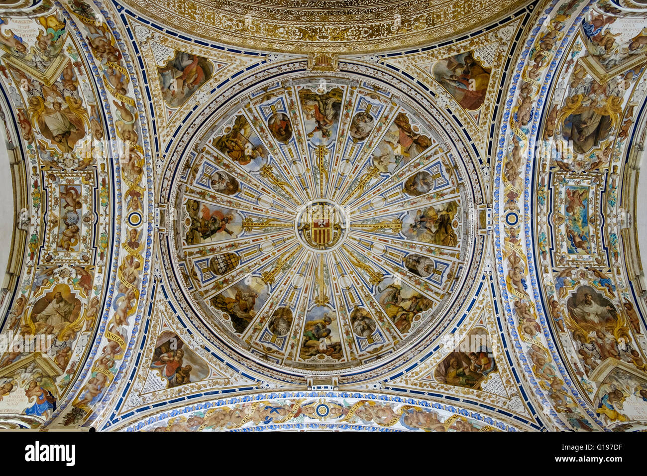 Baroque style ceiling of the fine arts museum, Seville, Spain Stock ...