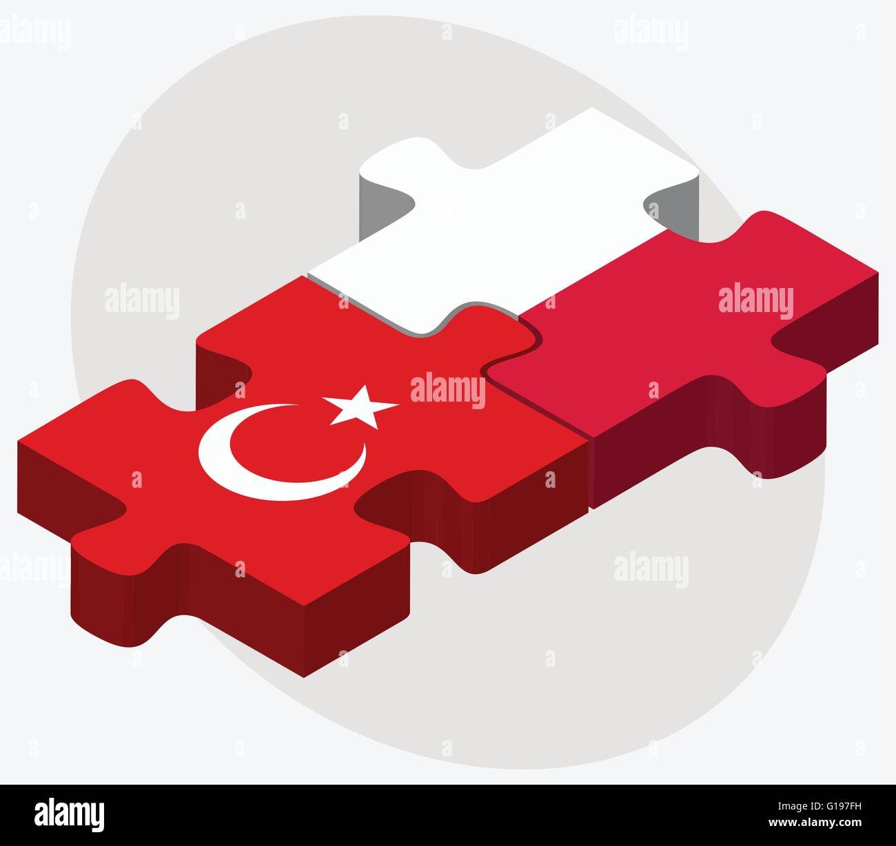 Turkey and Poland Flags in puzzle isolated on white background Stock ...