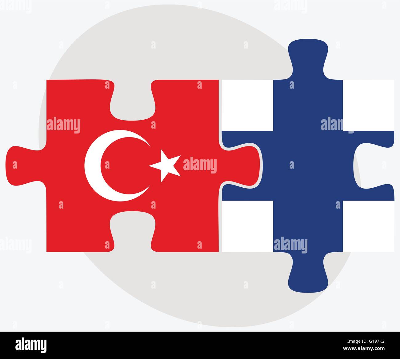 Turkey and Finland Flags in puzzle isolated on white background Stock ...