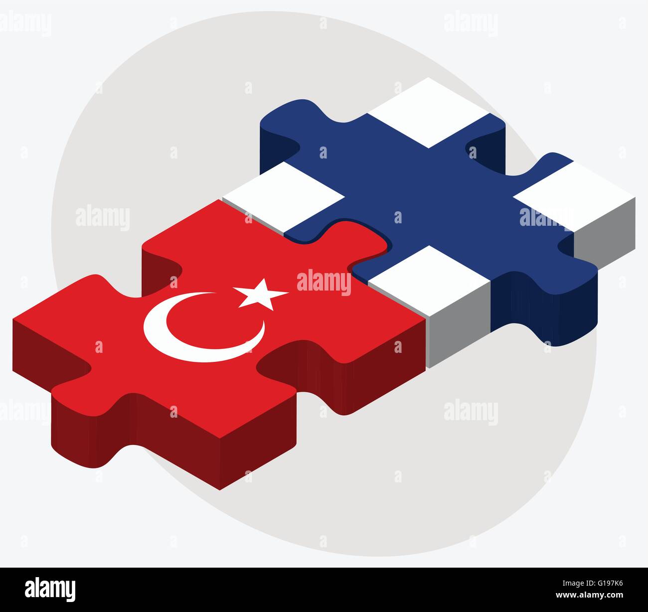 Turkey and Finland Flags in puzzle isolated on white background Stock ...