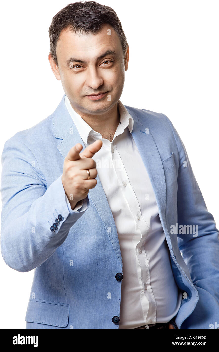Older man in blue shirt hi-res stock photography and images - Alamy