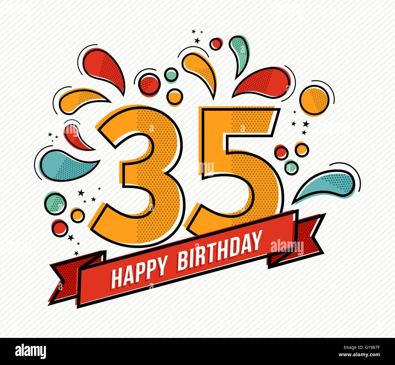 Happy birthday number 35, greeting card for thirty five year in modern ...