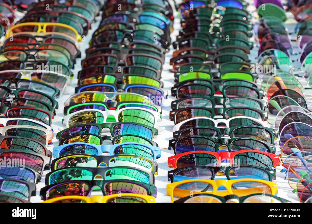 Fashionable and trendy sunglasses on display Stock Photo - Alamy