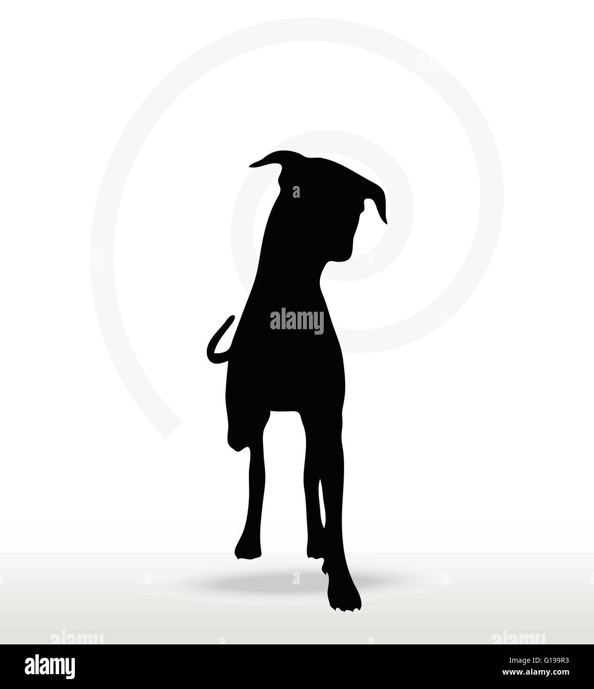 Vector Image - dog silhouette in shake hands pose isolated on white ...