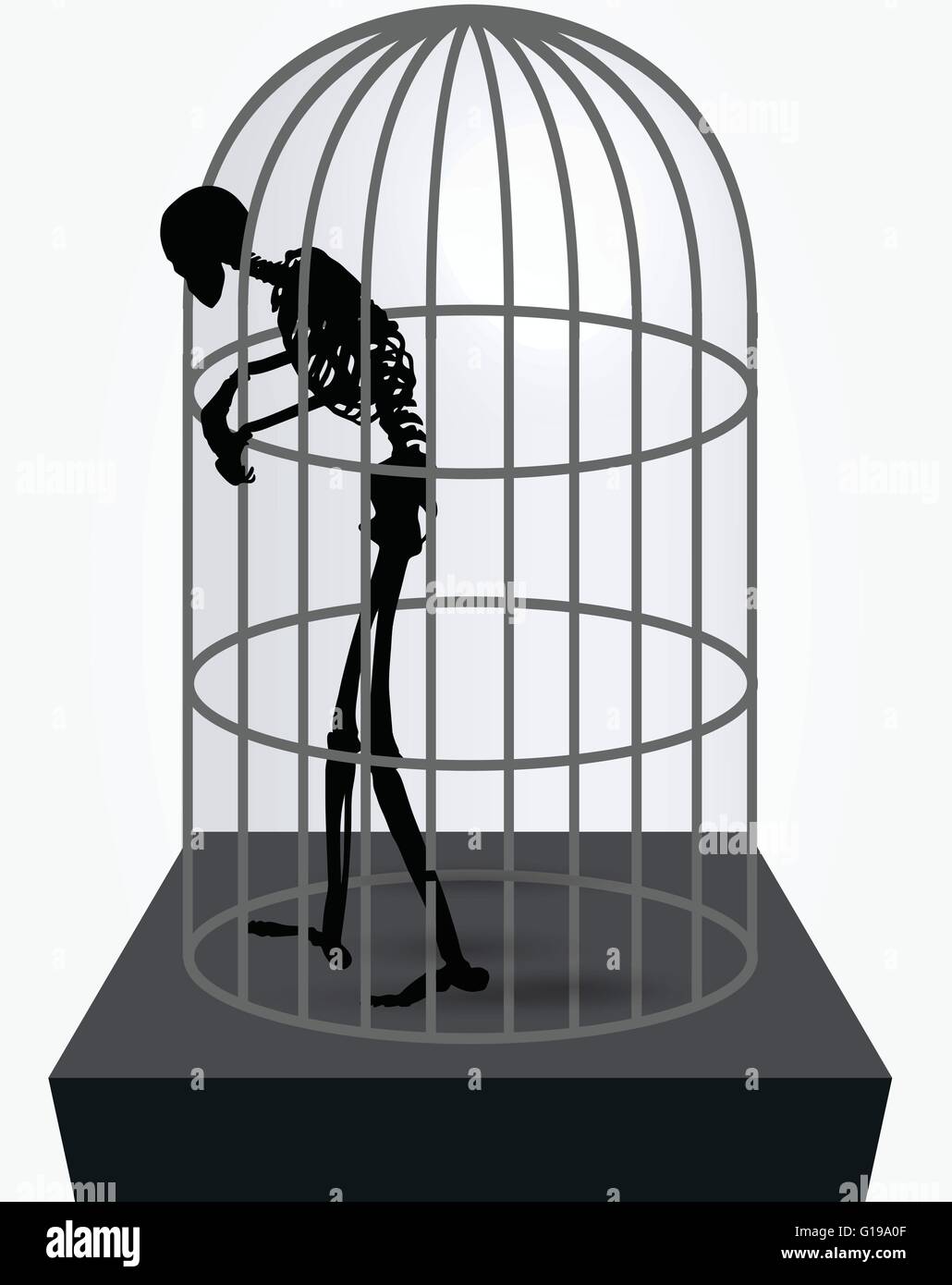 Vector Image - skeleton silhouette in standing in cage pose isolated on ...