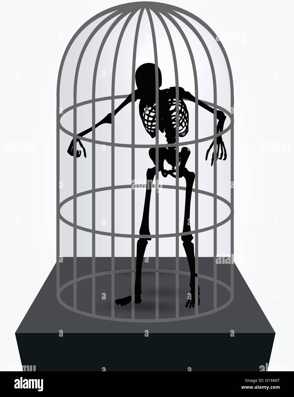 Vector Image - skeleton silhouette in standing in cage pose isolated on ...