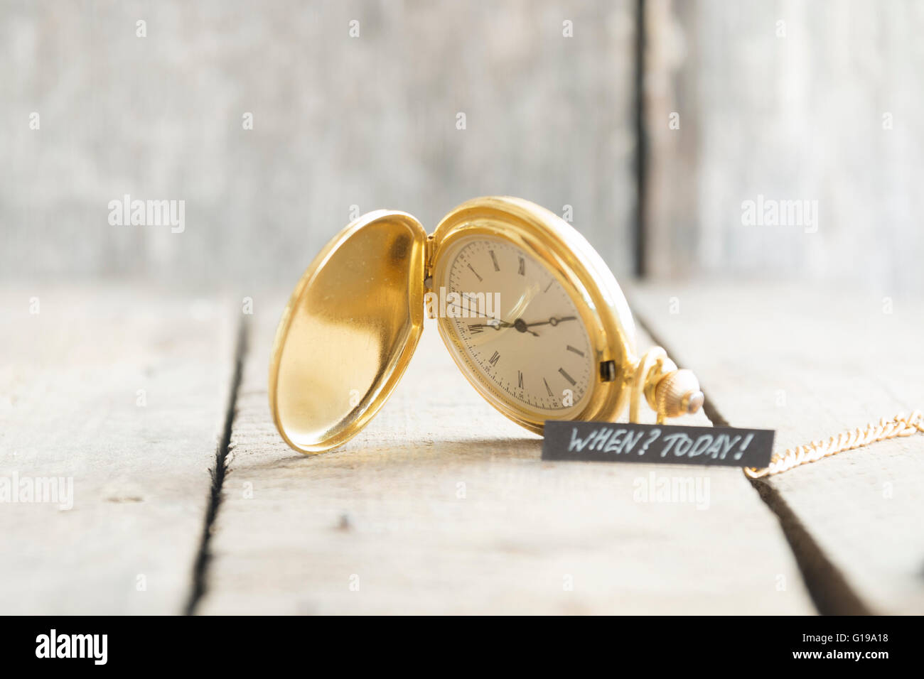 Today idea, text and pocket watch Stock Photo - Alamy