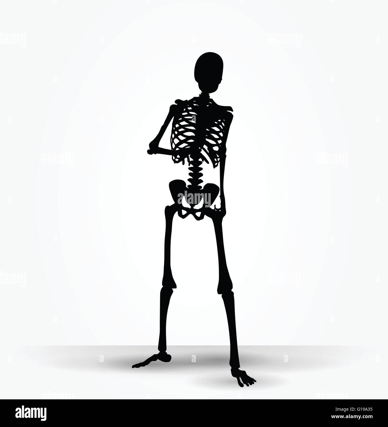 Vector Image - skeleton silhouette in shuffle pose isolated on white ...