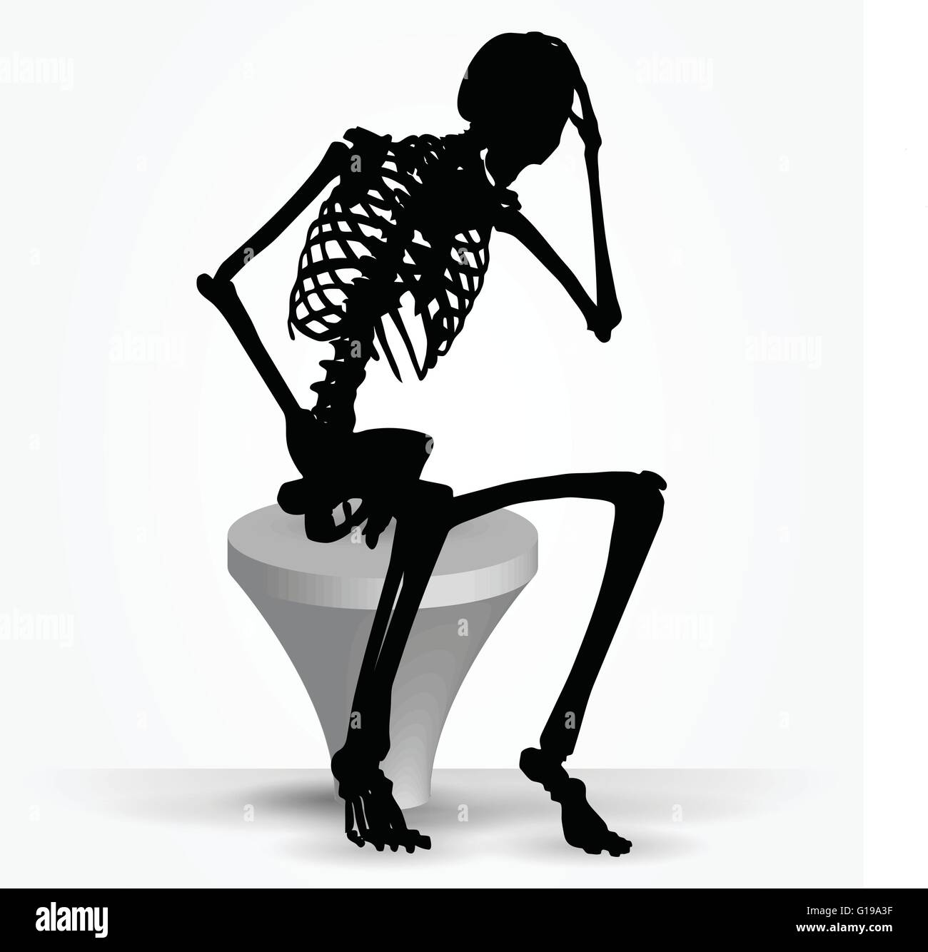 Vector Image - skeleton silhouette in thinking pose isolated on white ...