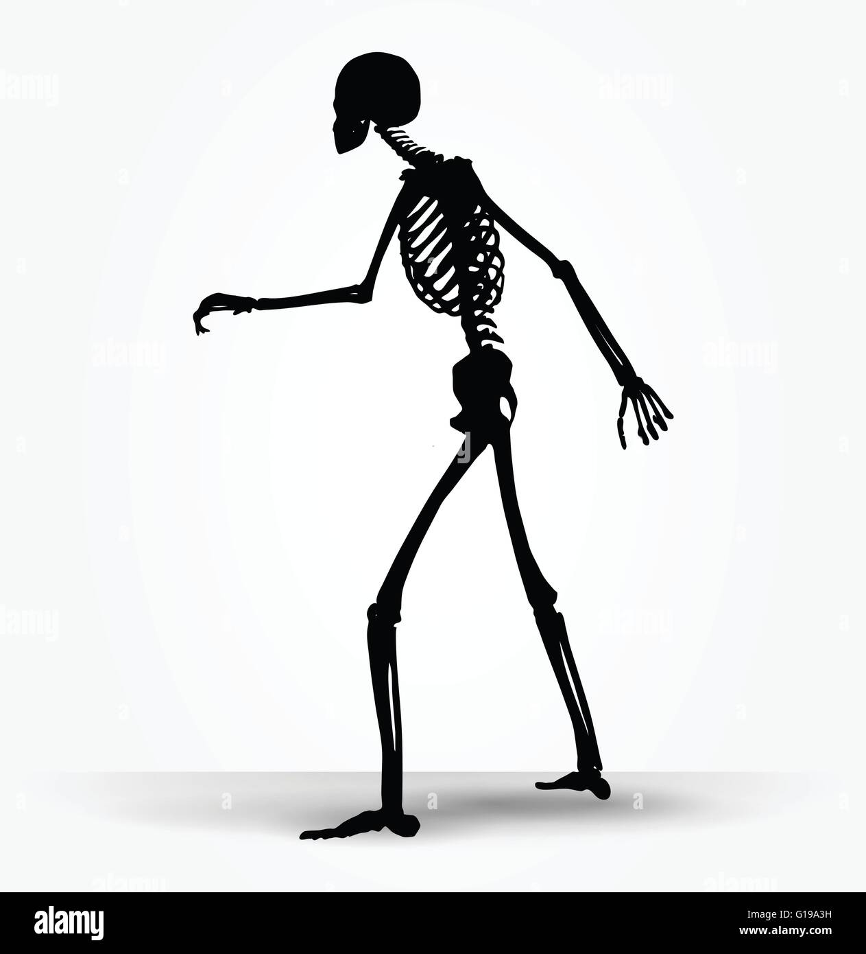 Vector Image - skeleton silhouette in shuffle pose isolated on white ...