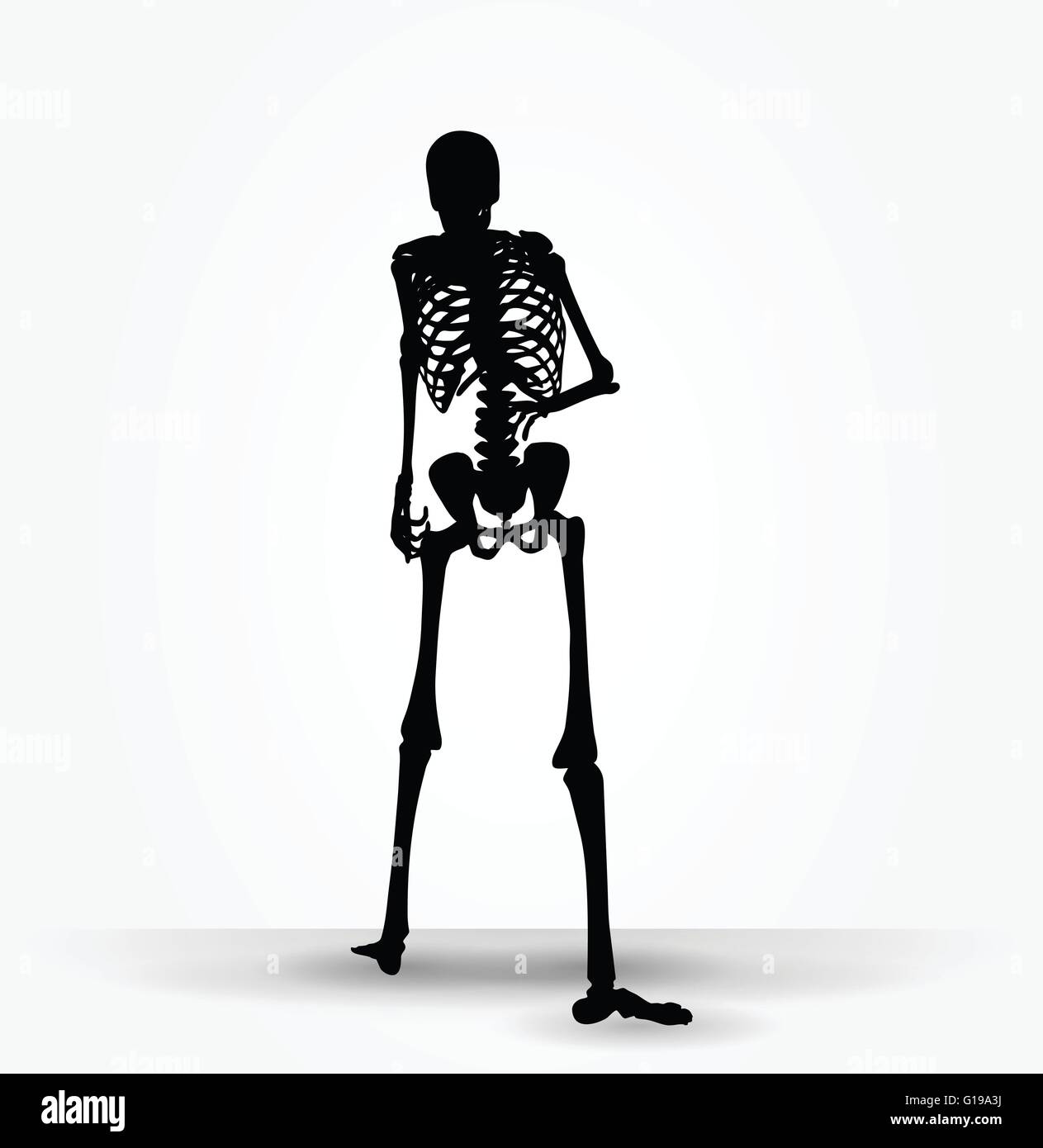 Vector Image - skeleton silhouette in shuffle pose isolated on white ...