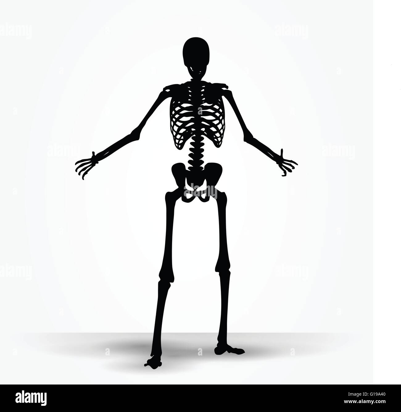 Vector Image - skeleton silhouette in pleading pose isolated on white ...