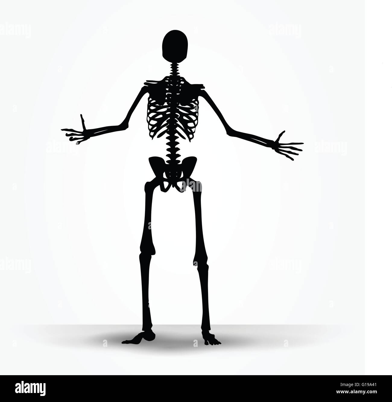 Vector Image - skeleton silhouette in pleading pose isolated on white ...