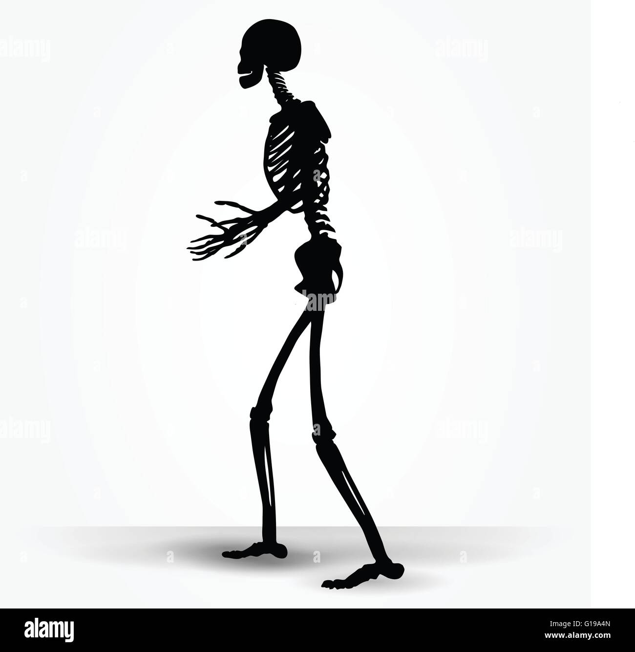Vector Image - skeleton silhouette in pleading pose isolated on white ...
