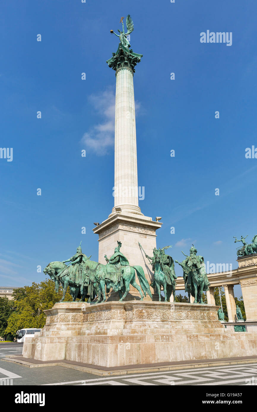 Millennium Monument in the Heroes Square. One of the major squares in ...