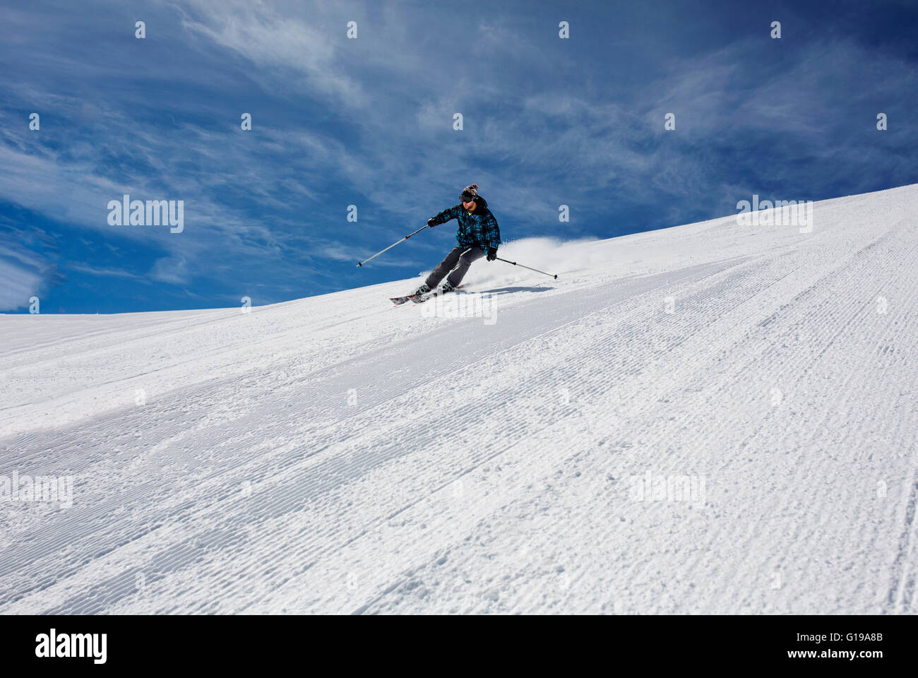 male skier racing on a ski piste Stock Photo - Alamy