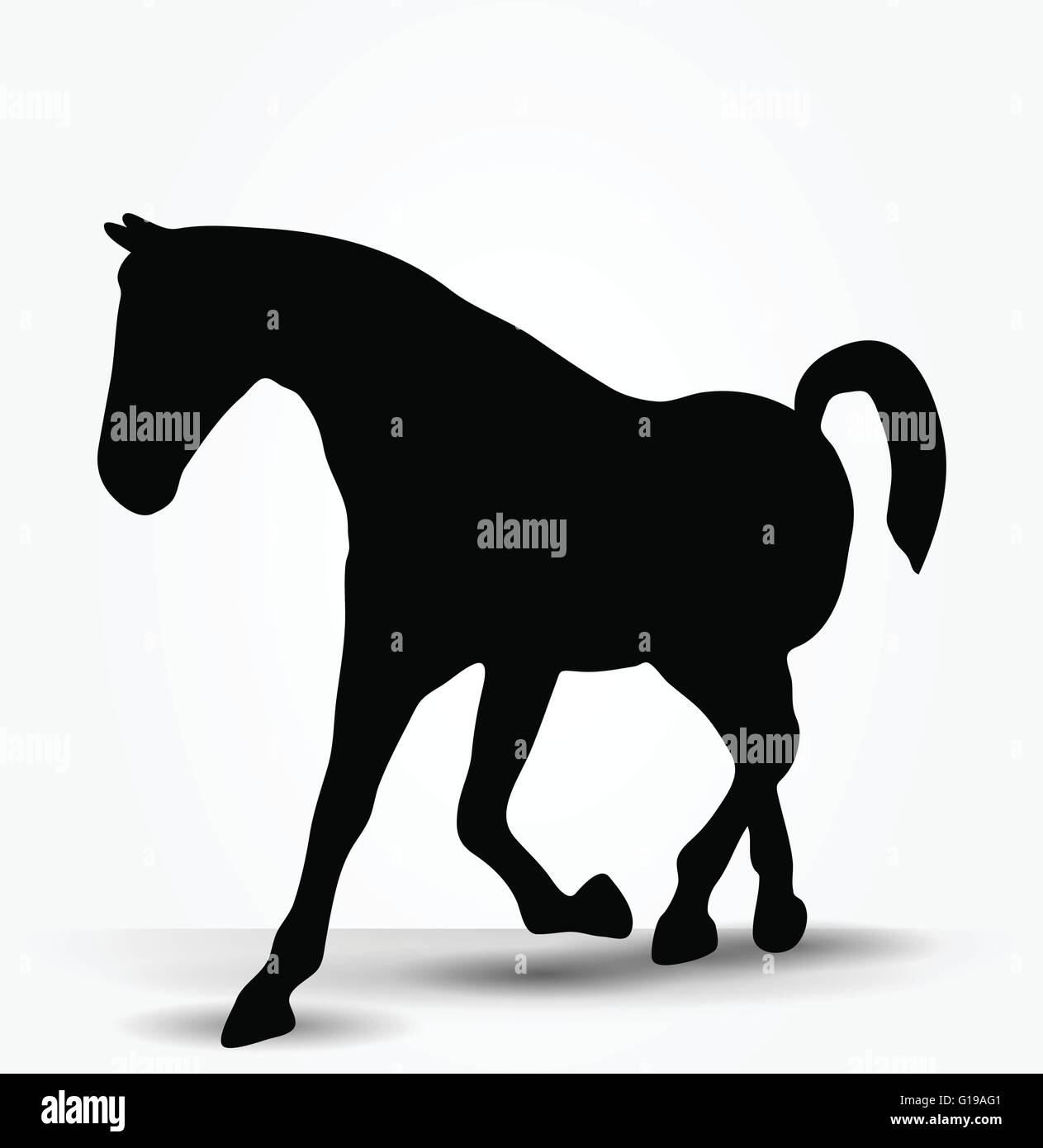 Vector Image - horse silhouette in prancing walk pose isolated on white ...