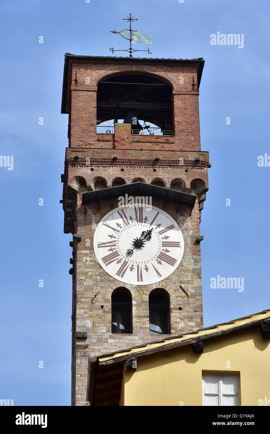 Lucca medieval Clock Tower, the tallest in the historic center of the ...