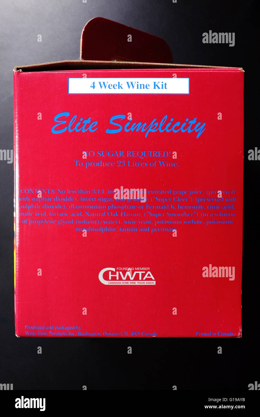 A home wine brewing kit photographed against a black background Stock ...