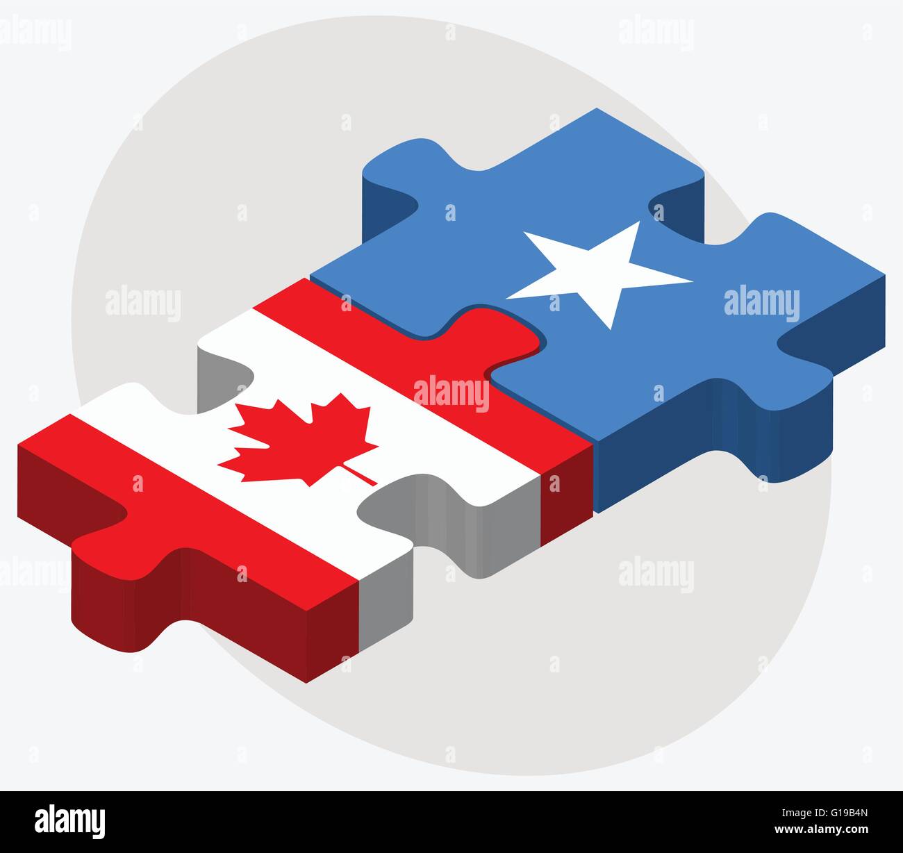 Canada and Somalia Flags in puzzle isolated on white background Stock ...