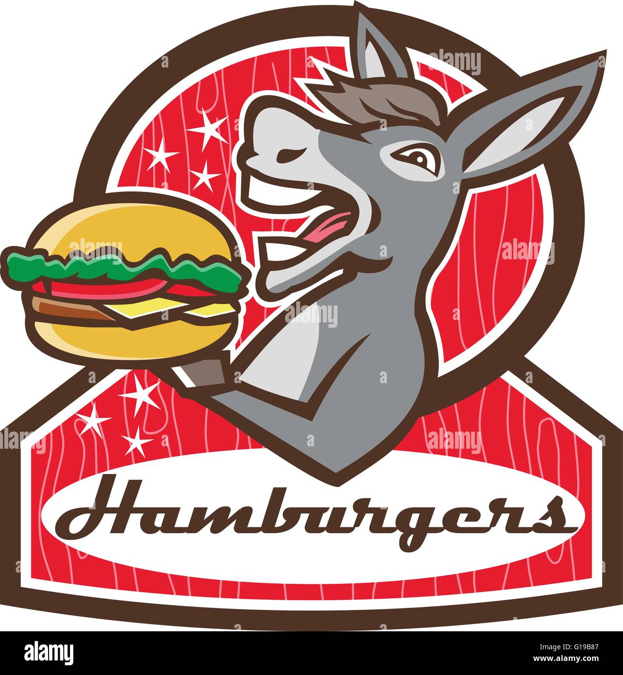 Illustration of a donkey, ass, mule or horse mascot serving up a ...
