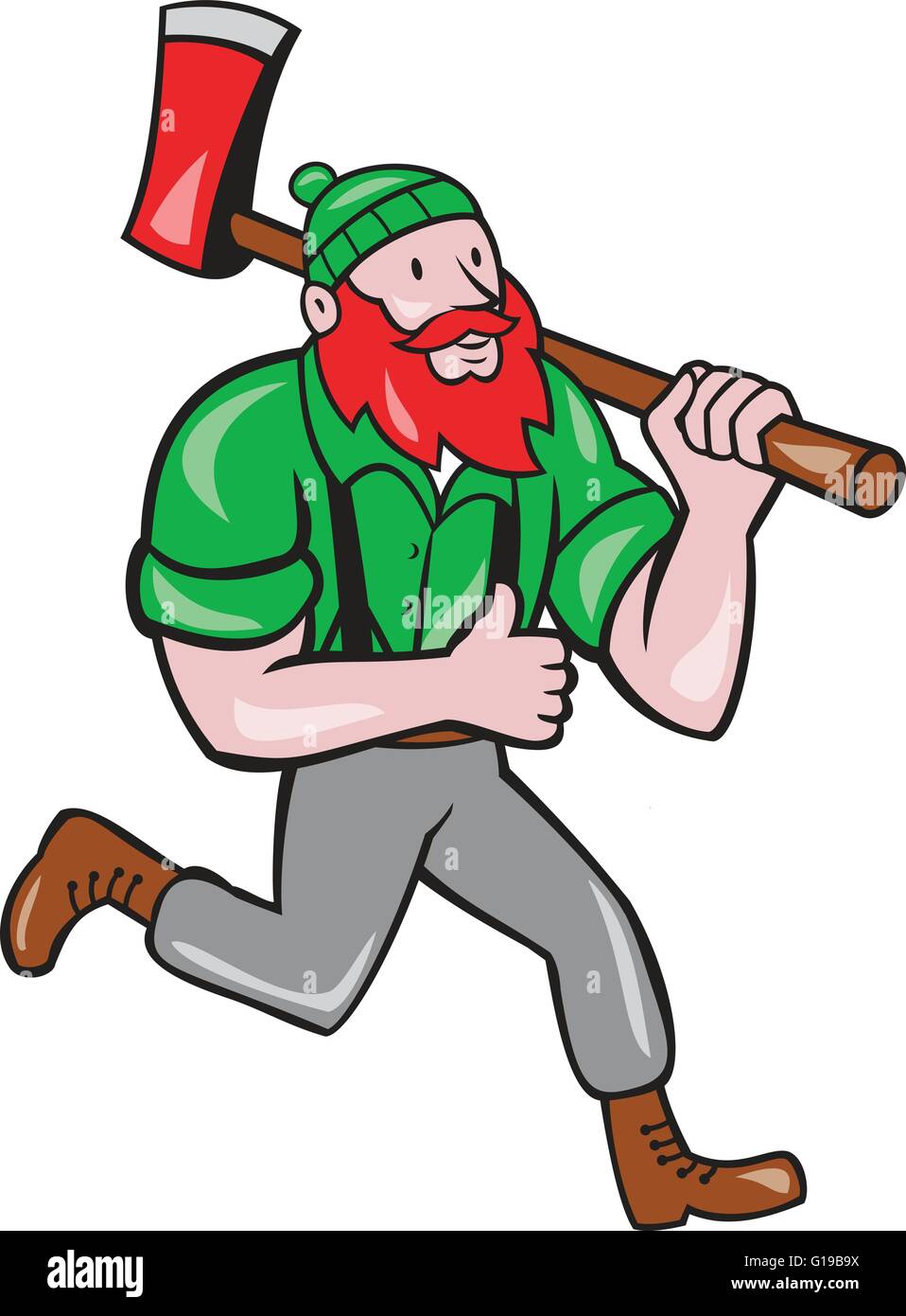 Illustration of a Paul Bunyan an American lumberjack sawyer forest ...