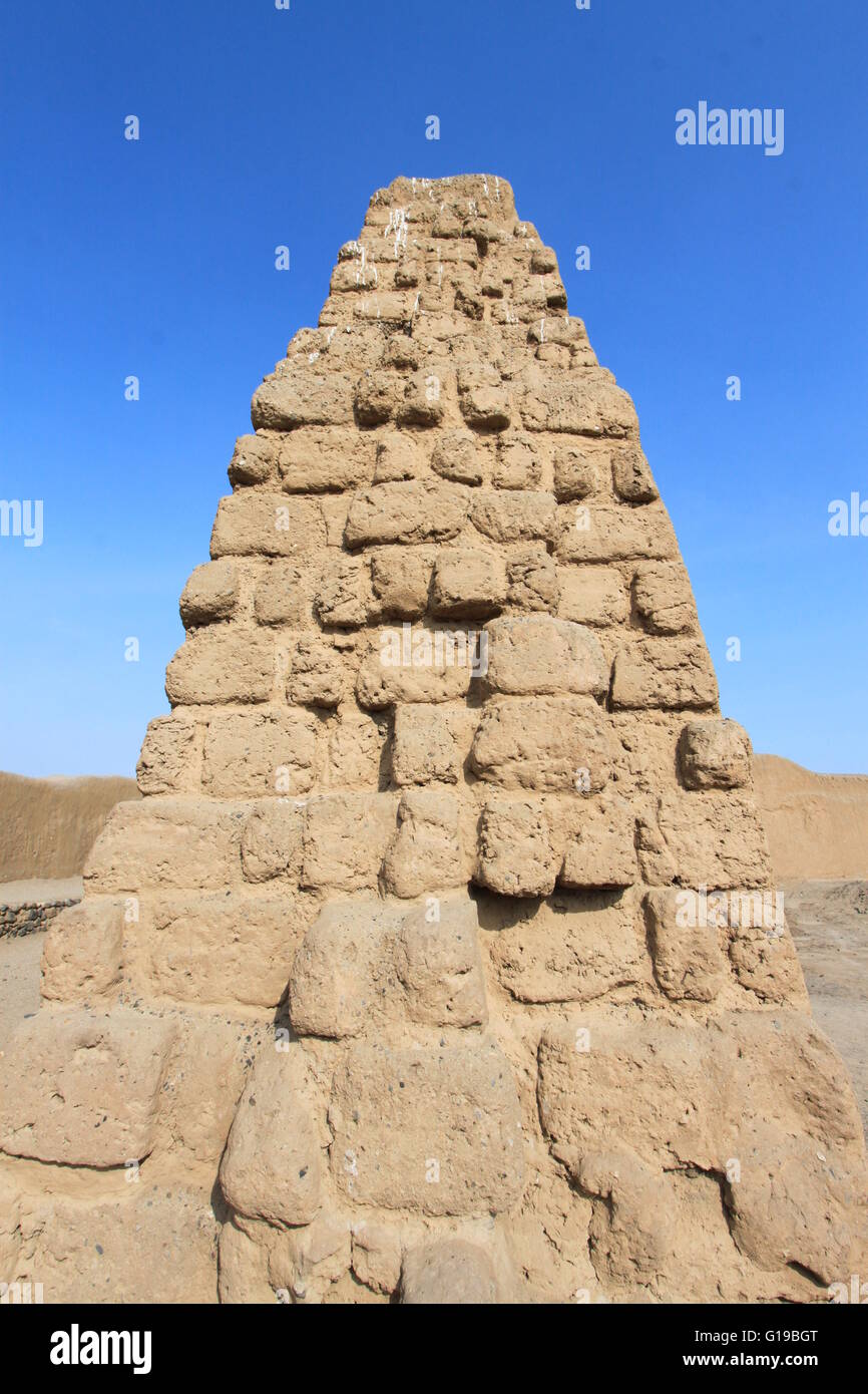 Sands stone sculptures and carvings at the Chan Chan archaeological ...