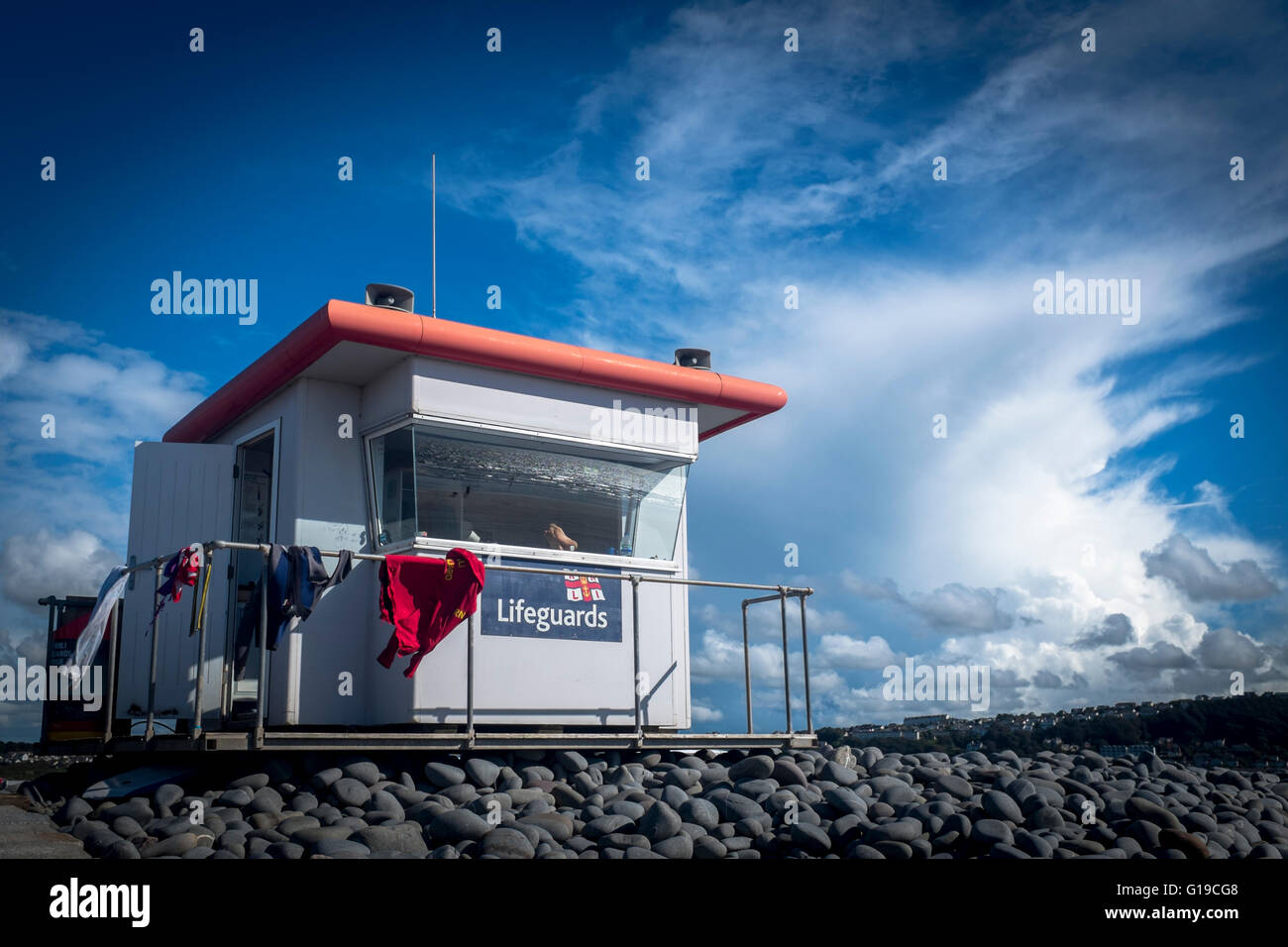 RNLI Lifeguard watch hut at Westward Ho Beach, Devon Stock Photo - Alamy