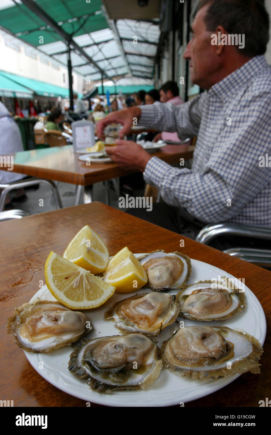 Oysters on Mestre Mateo Street,Vigo,Galicia,Spain,Europe Stock Photo ...