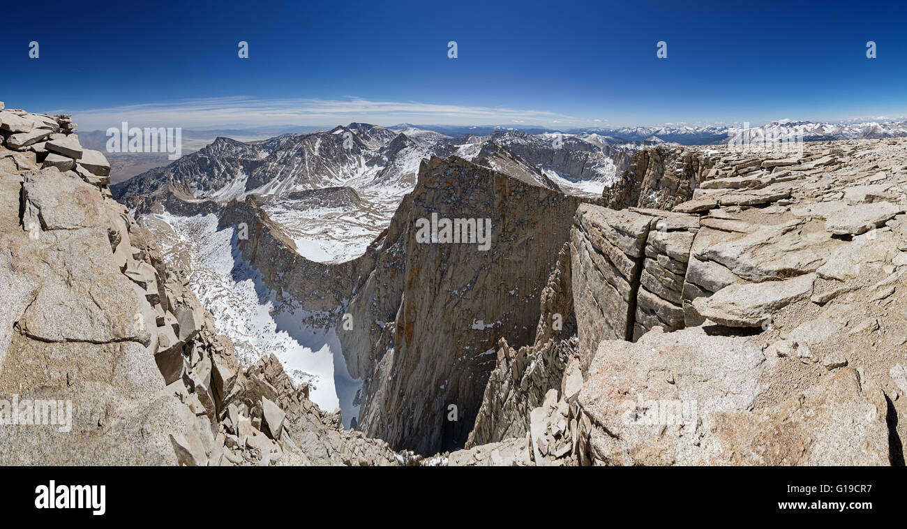 panorama from the summit of Mount Whitney looking east and south Stock ...