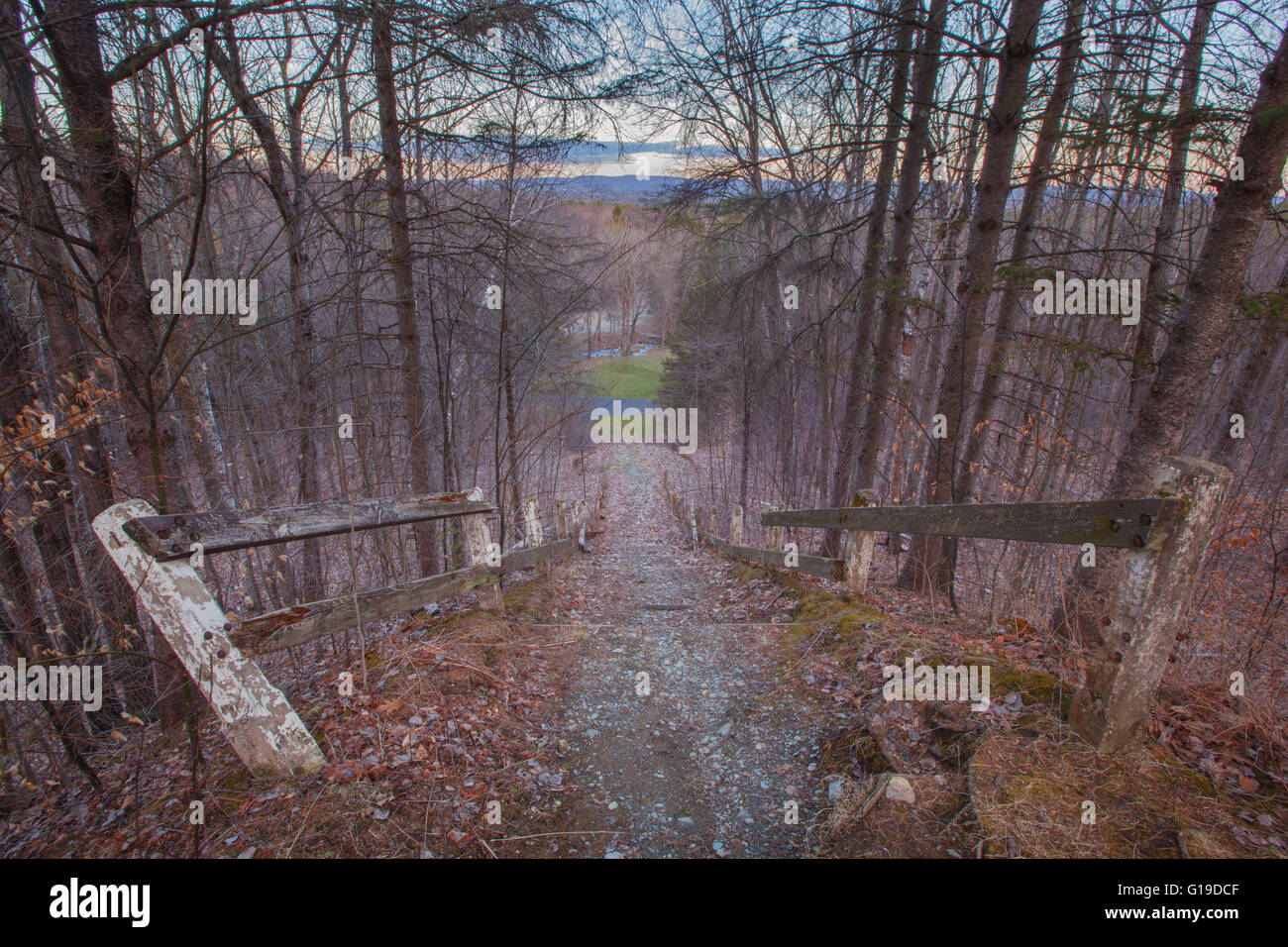 Springtime view from a ski jump in the Berkshire Mountains of Western ...