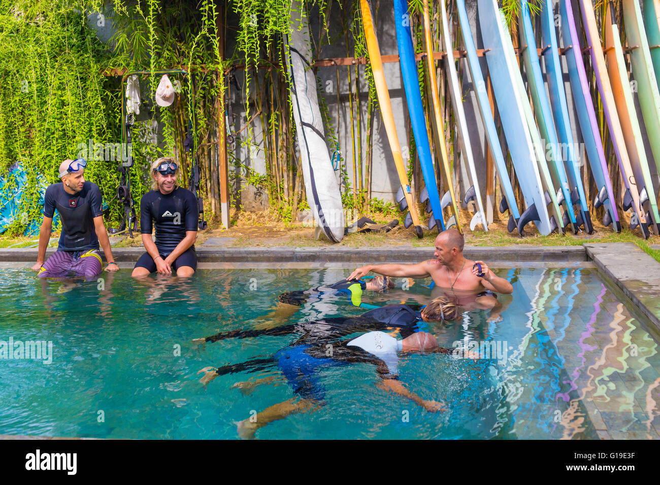 Free diving lesson in pool Stock Photo - Alamy