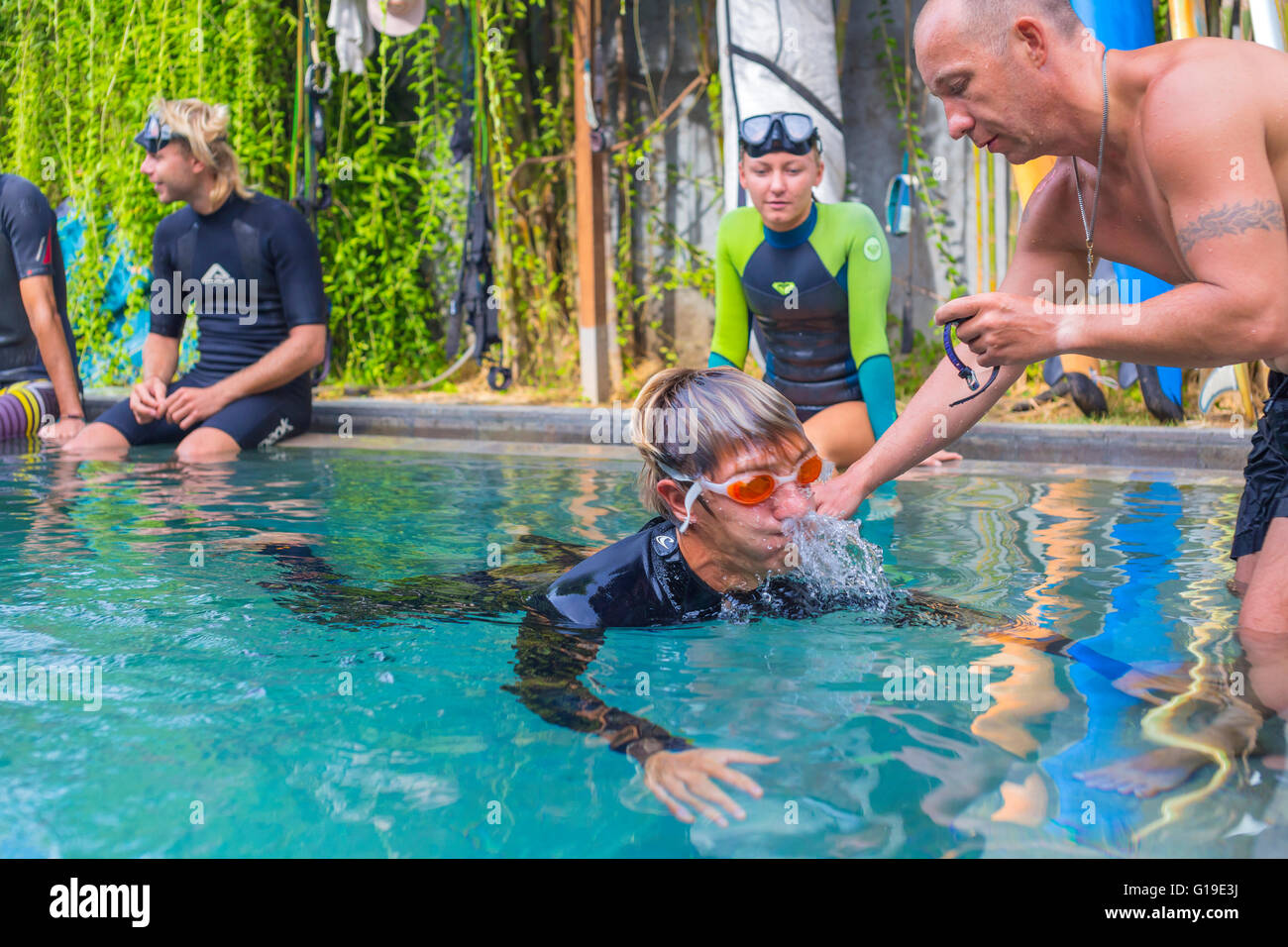 Free diving lesson in pool Stock Photo - Alamy