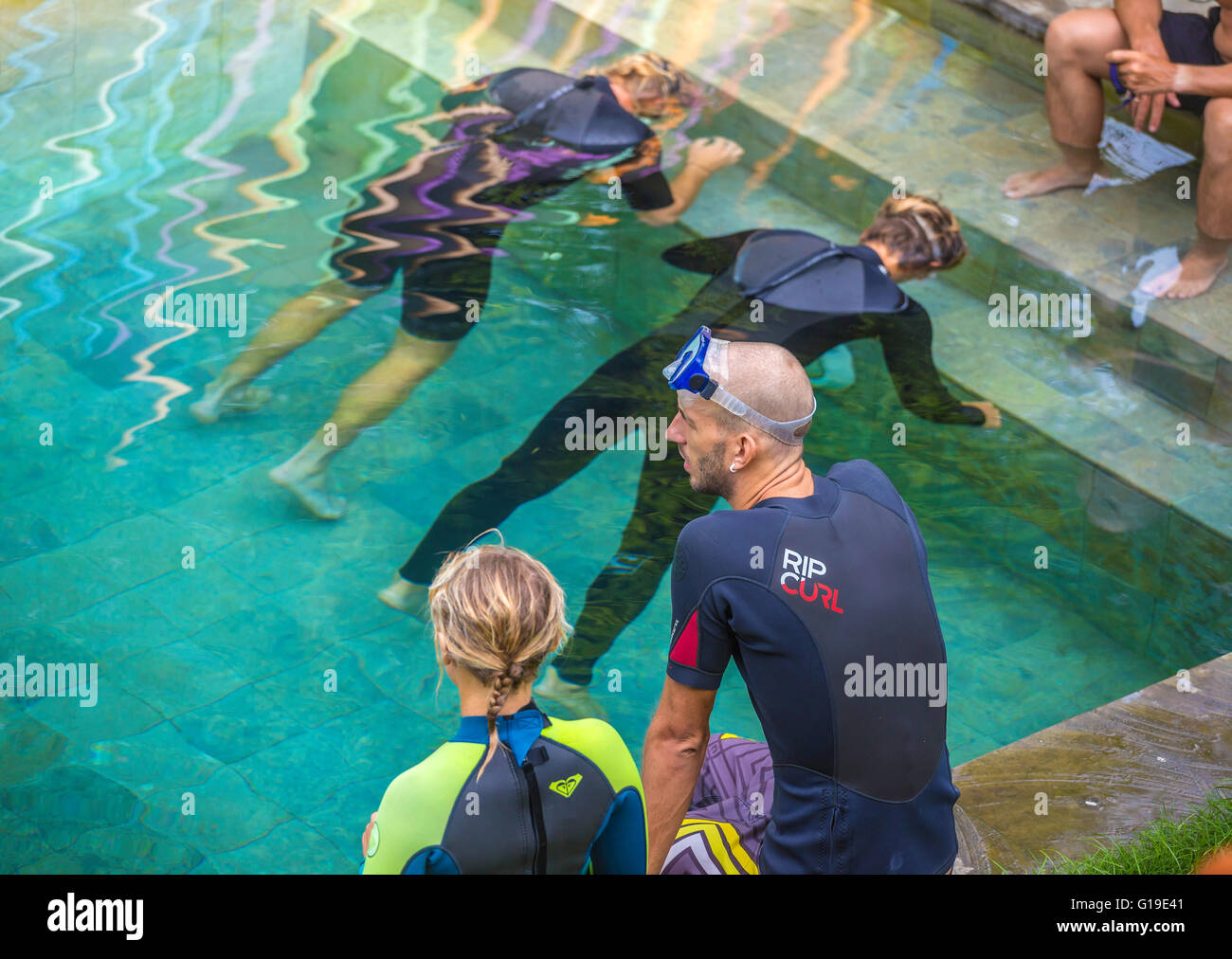 Free diving lesson in pool Stock Photo - Alamy