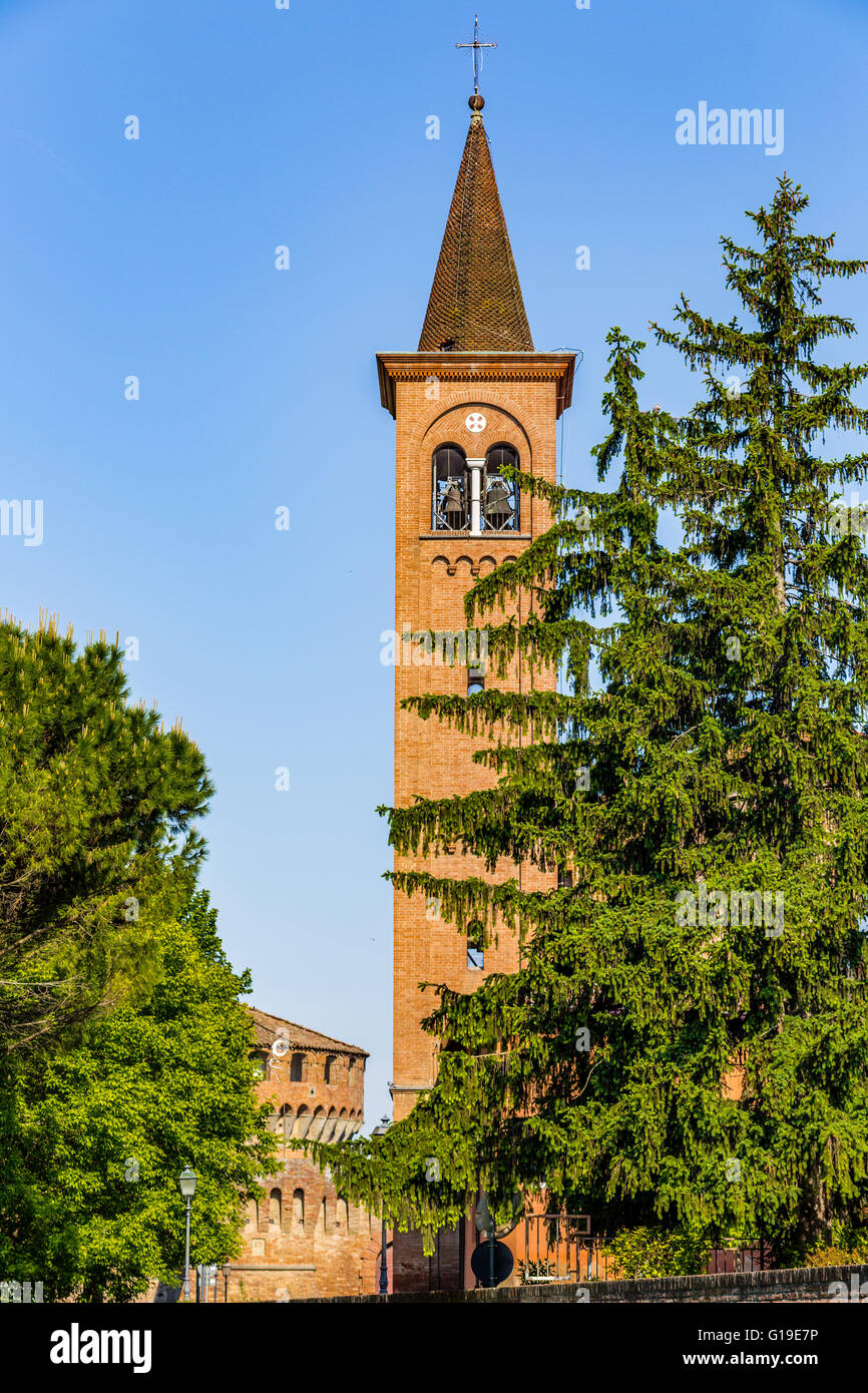 medieval fortress and church tower of an Italian village Stock Photo ...