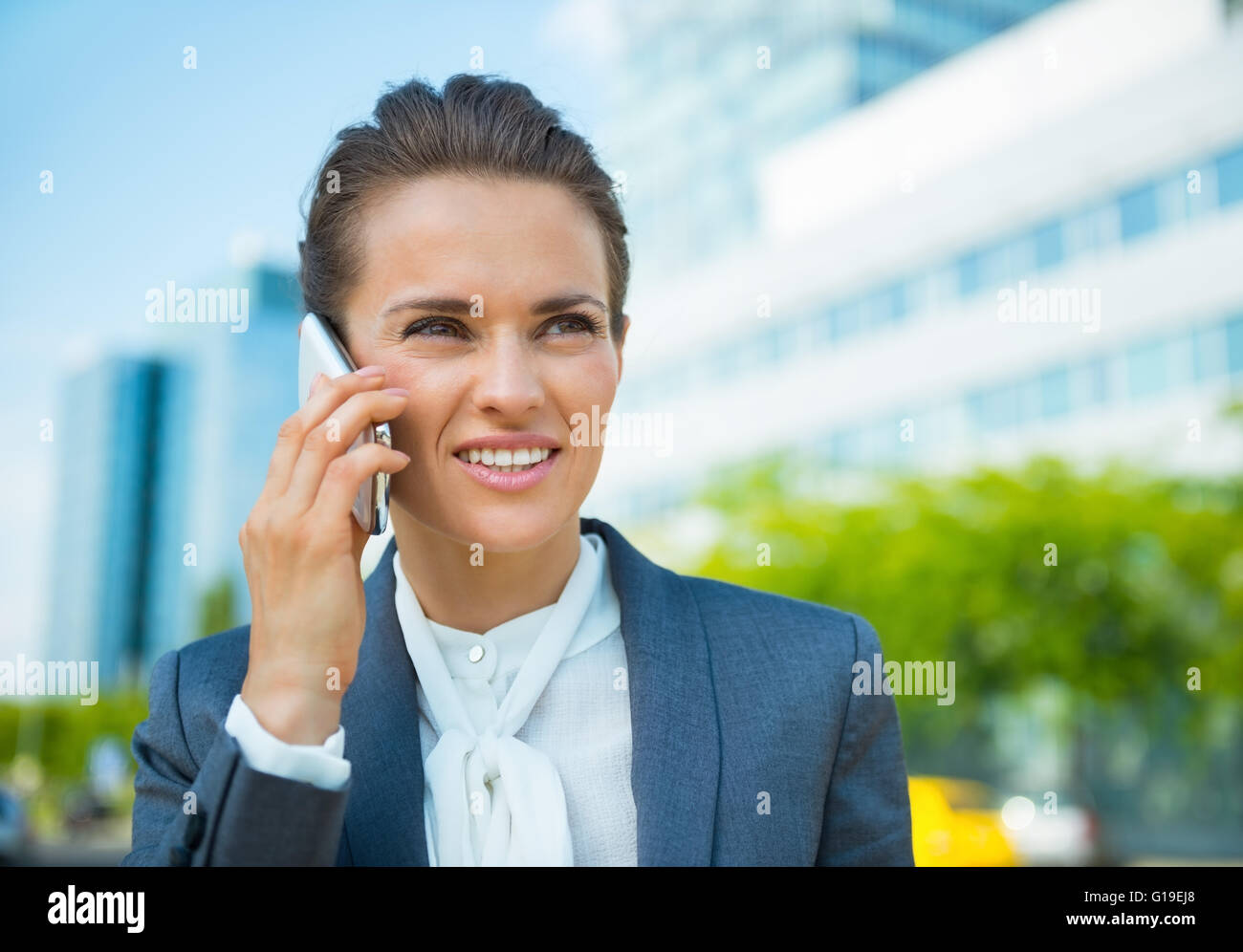 Portrait happy business woman speaking hi-res stock photography and ...