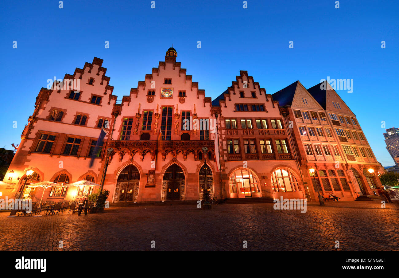 city hall Romer, Romerberg, Frankfurt on the Main, Hesse, Germany ...