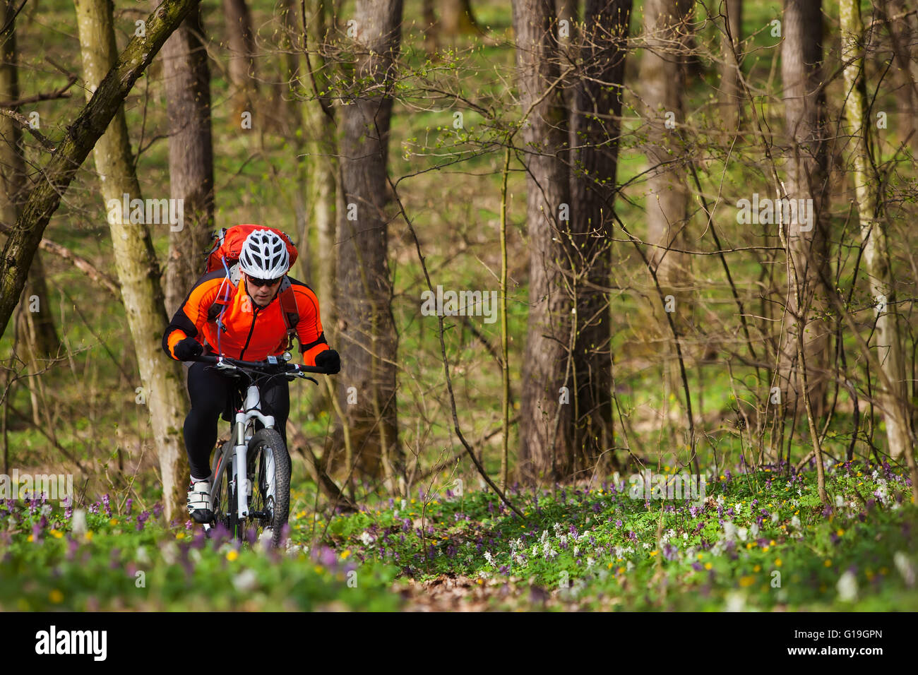 Man cyclist riding the bicycle Stock Photo - Alamy