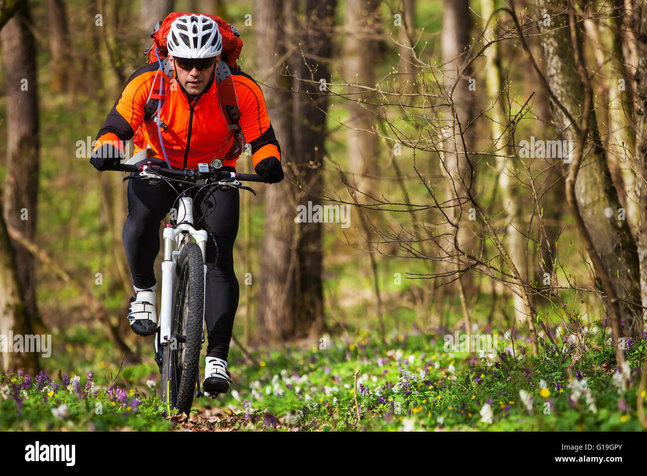 Man cyclist riding the bicycle Stock Photo - Alamy