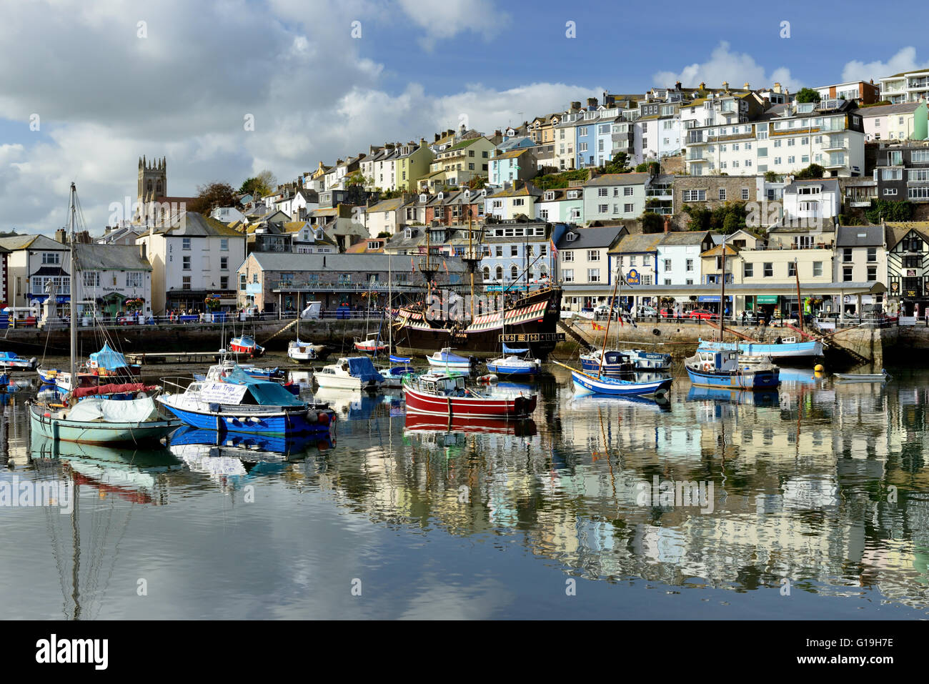 Brixham harbour and surrounding buildings Stock Photo - Alamy
