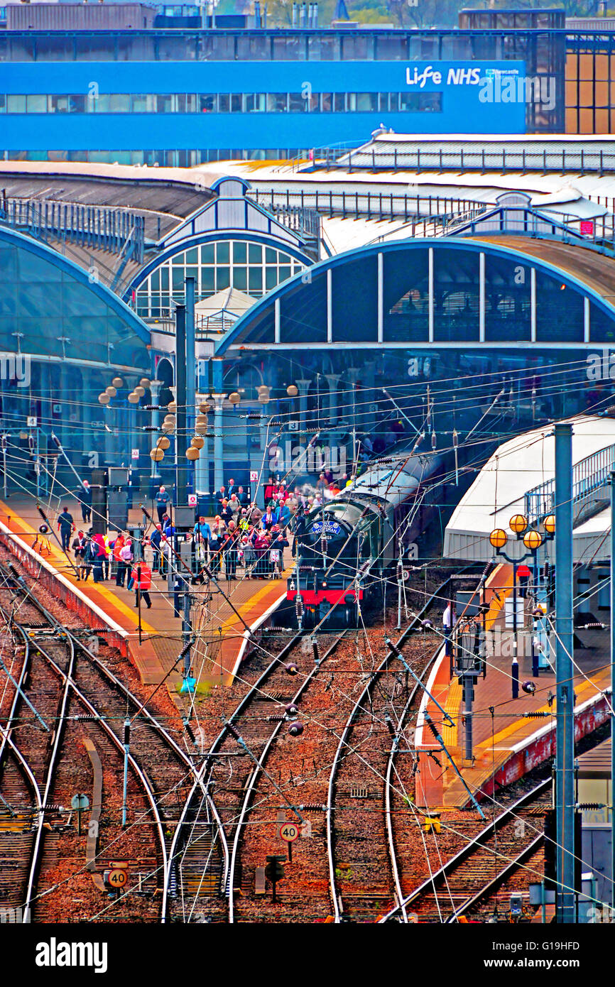 Flying Scotsman steam locomotive engine Newcastle upon Tyne Stock Photo ...