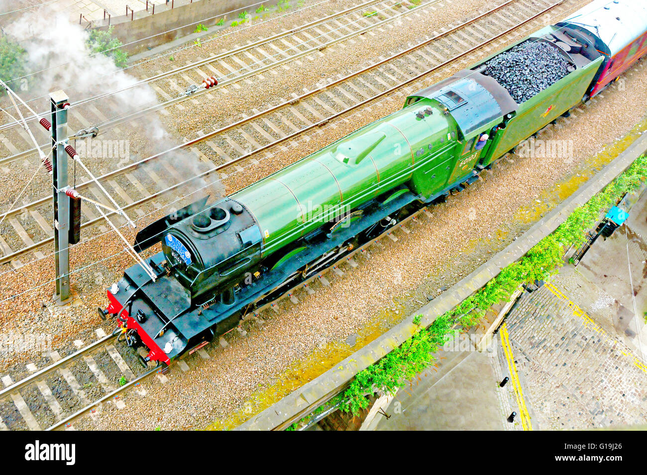 Flying Scotsman steam locomotive engine Newcastle upon Tyne Stock Photo ...
