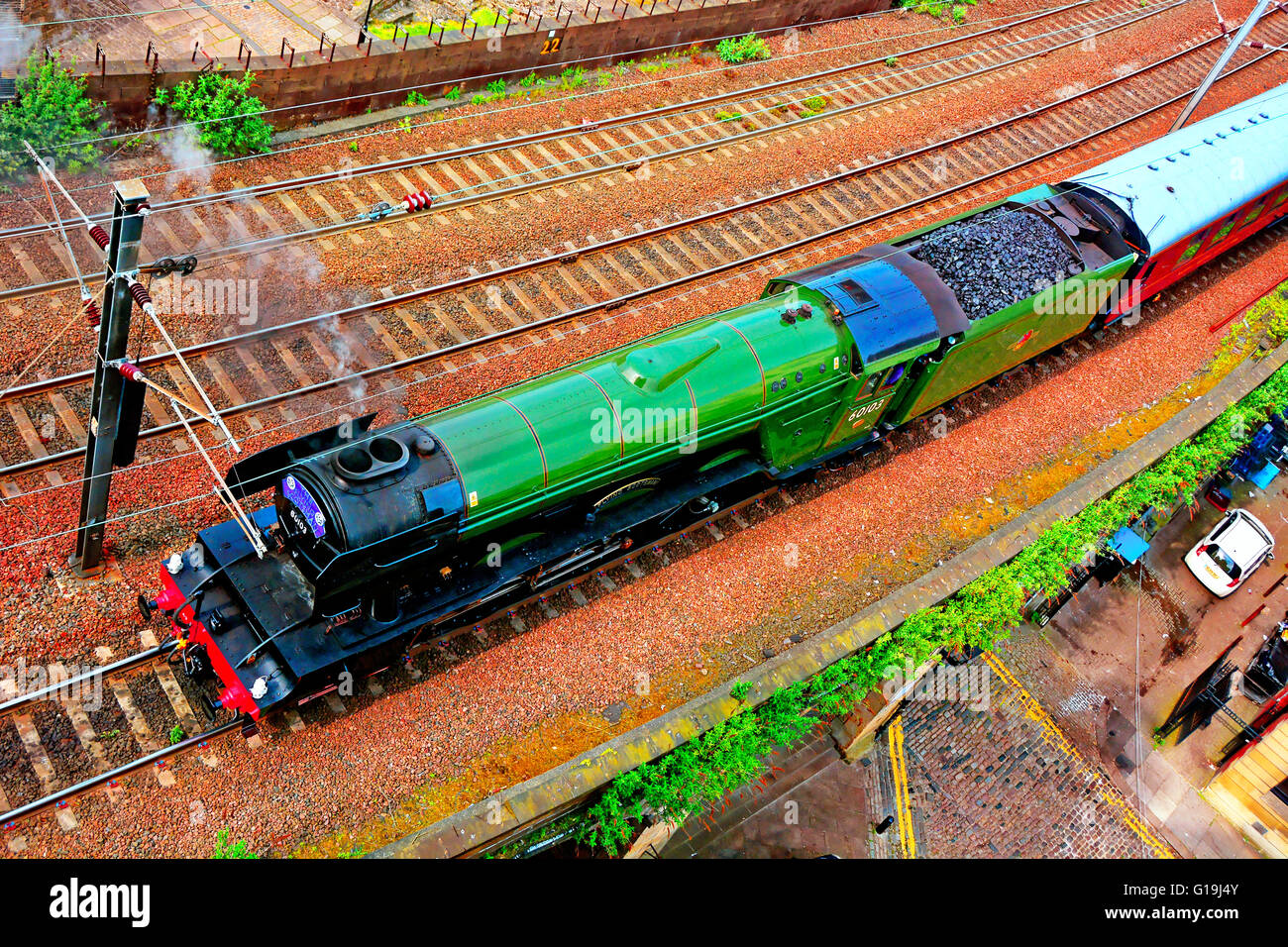 Flying Scotsman steam locomotive engine Newcastle upon Tyne Stock Photo ...