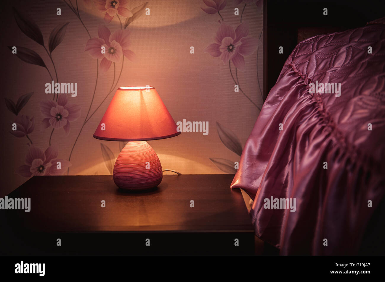 Desk Lamp with Bed Stock Photo - Alamy