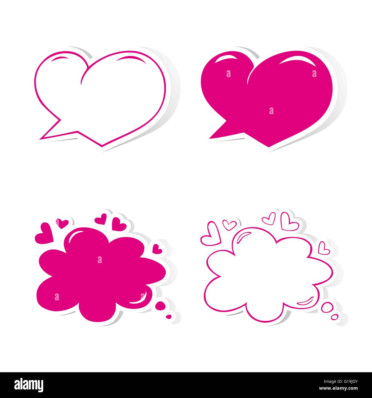 Heart shaped speech bubbles set Stock Vector Image & Art - Alamy