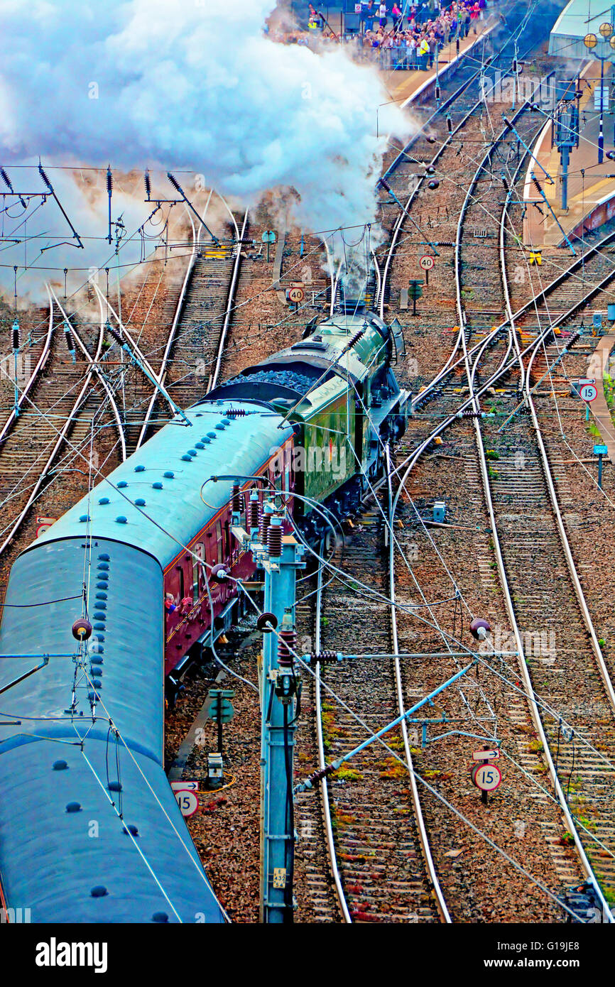 Flying Scotsman steam locomotive engine Newcastle upon Tyne Stock Photo ...