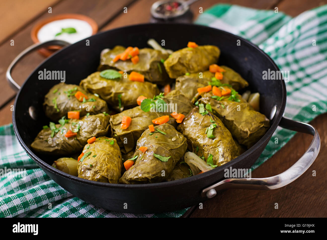 Dolma stuffed with rice and meat - greek traditional appetizer Stock ...