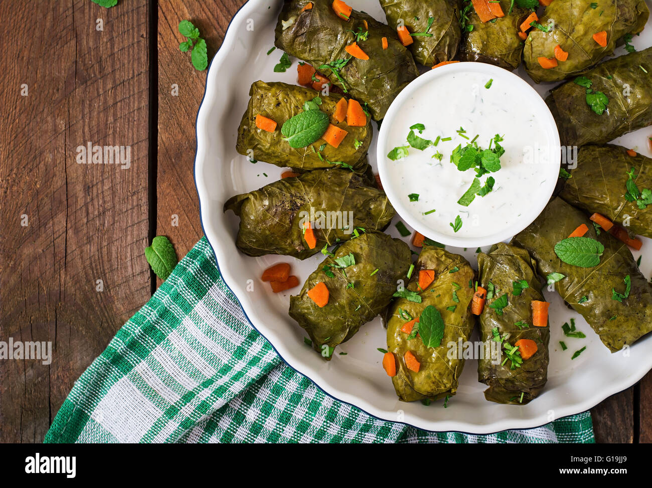 Dolma stuffed with rice and meat - greek traditional appetizer. Top ...
